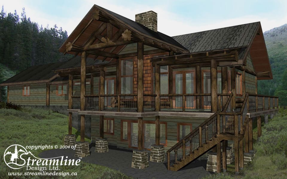 Riverwood Log Home - 3,442 sqft - Streamline Design